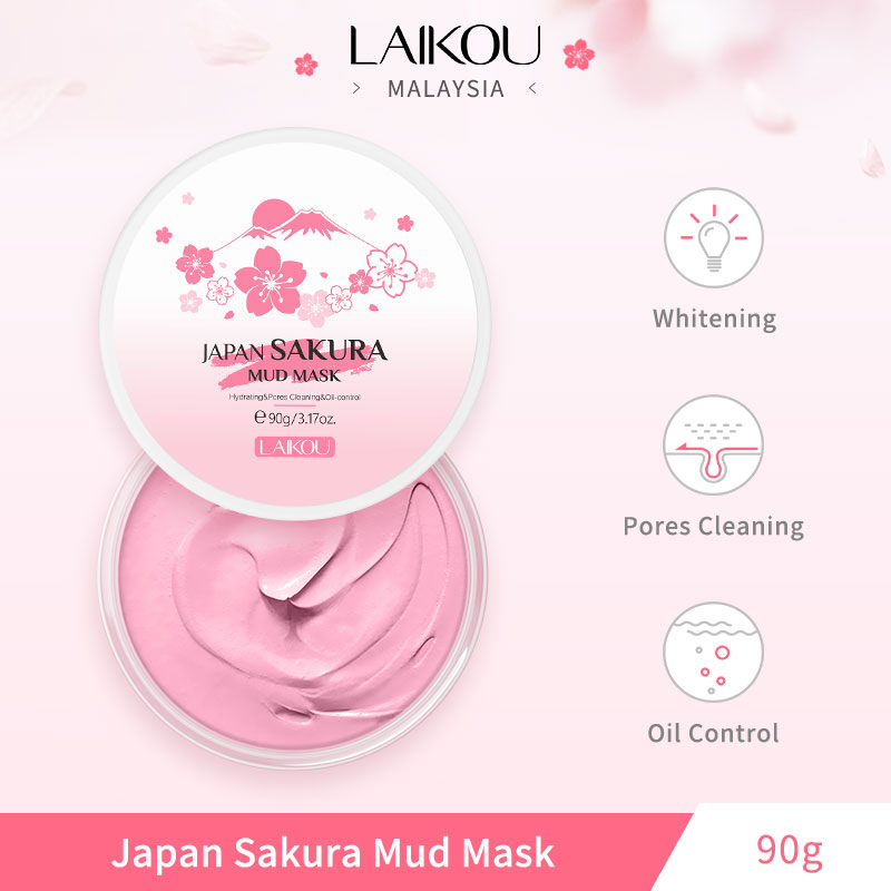 LAIKOU Sakura Mud Mask Deep Clean Whitening Remove Blackhead Face ...