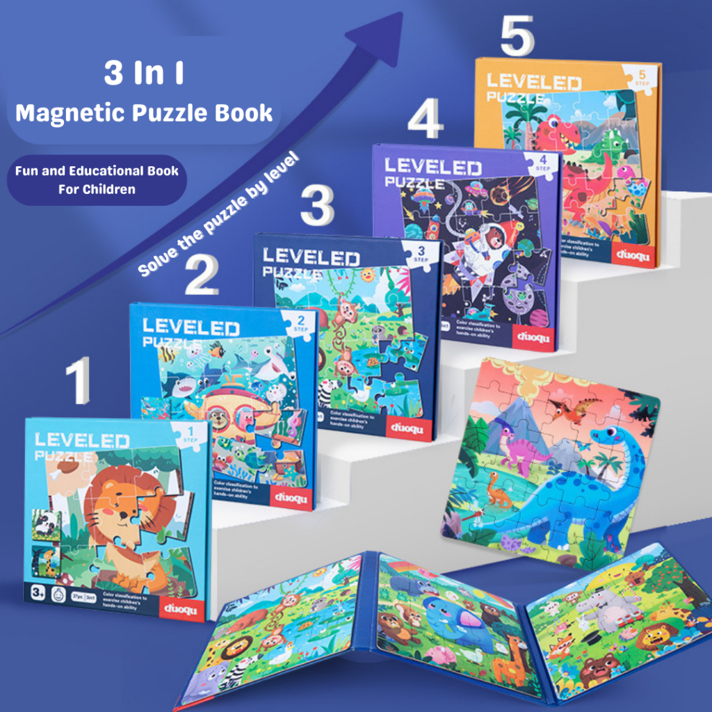 3in1 Magnetic Jigsaw Foldable Puzzle Book Kids Learning Toy Jigsaw ...