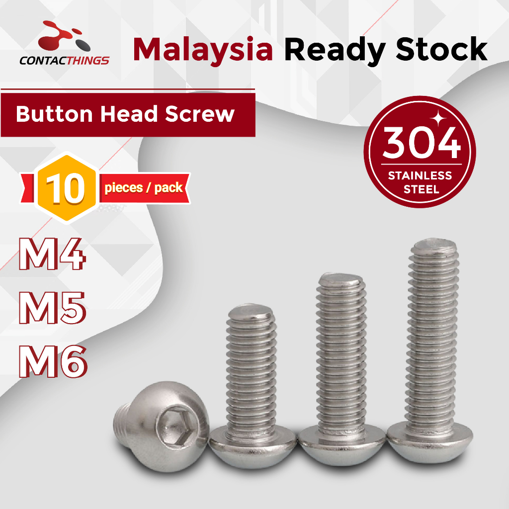 M4 M5 M6 304 Stainless Steel Button Head Screw | Shopee Malaysia