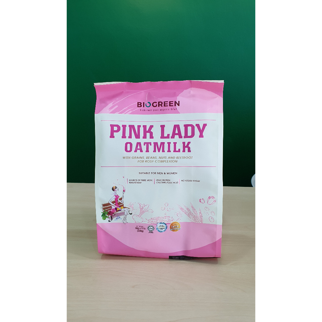 Biogreen Pink Lady Oatmilk Sachets Pack (HALAL) 11's x 30g | Shopee ...