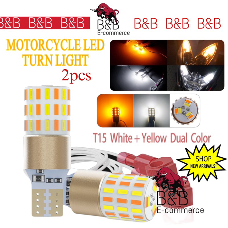 [2pcs] T15 Dual Contact Motorcycle Signal Light W16W Parking Reversing ...
