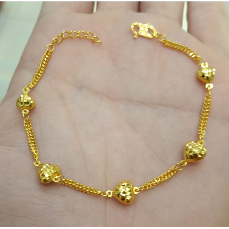 916 Solid Gold Bracelet Gelang Tangan Padu Emas 916 黄金精巧手链🌈 | Shopee ...