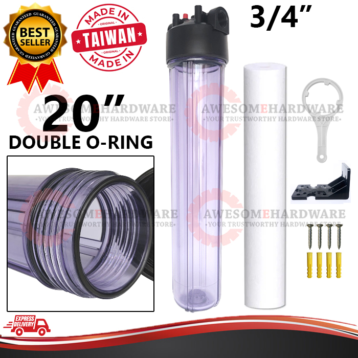 (DOUBLE O RING) TAIWAN 20" CLEAR WATER FILTER HOUSING WITH PP CARTRIDGE ...