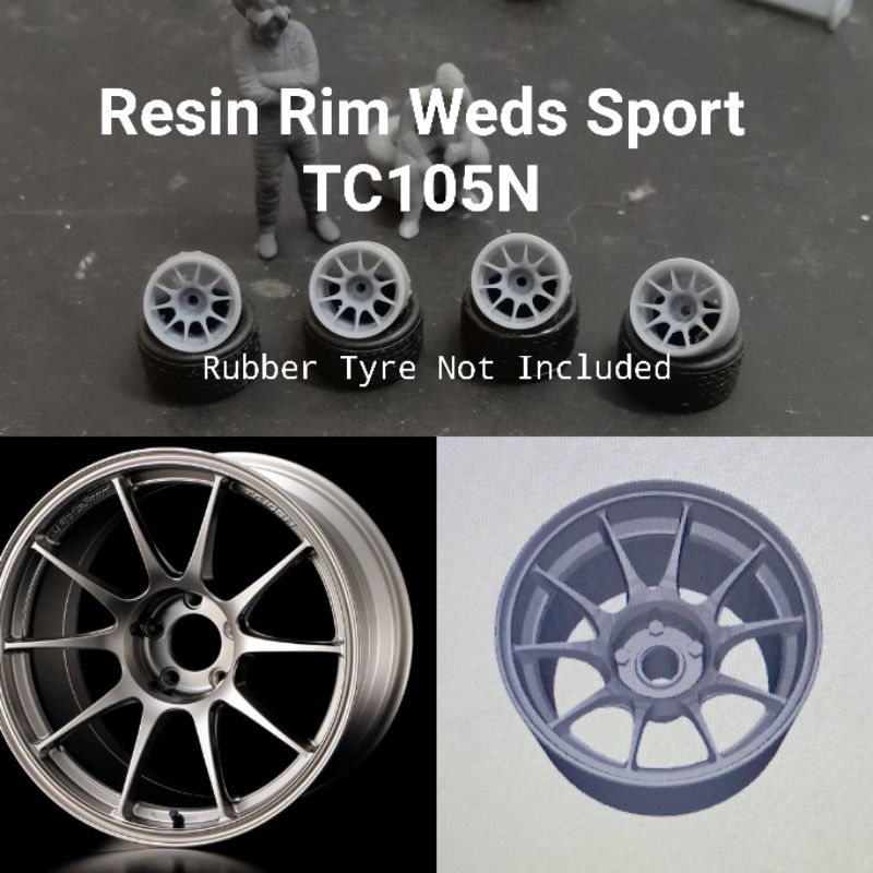 1:64 Resin Unpainted Weds Sport TC105N rim for hotwheels tomica 1/64 ...