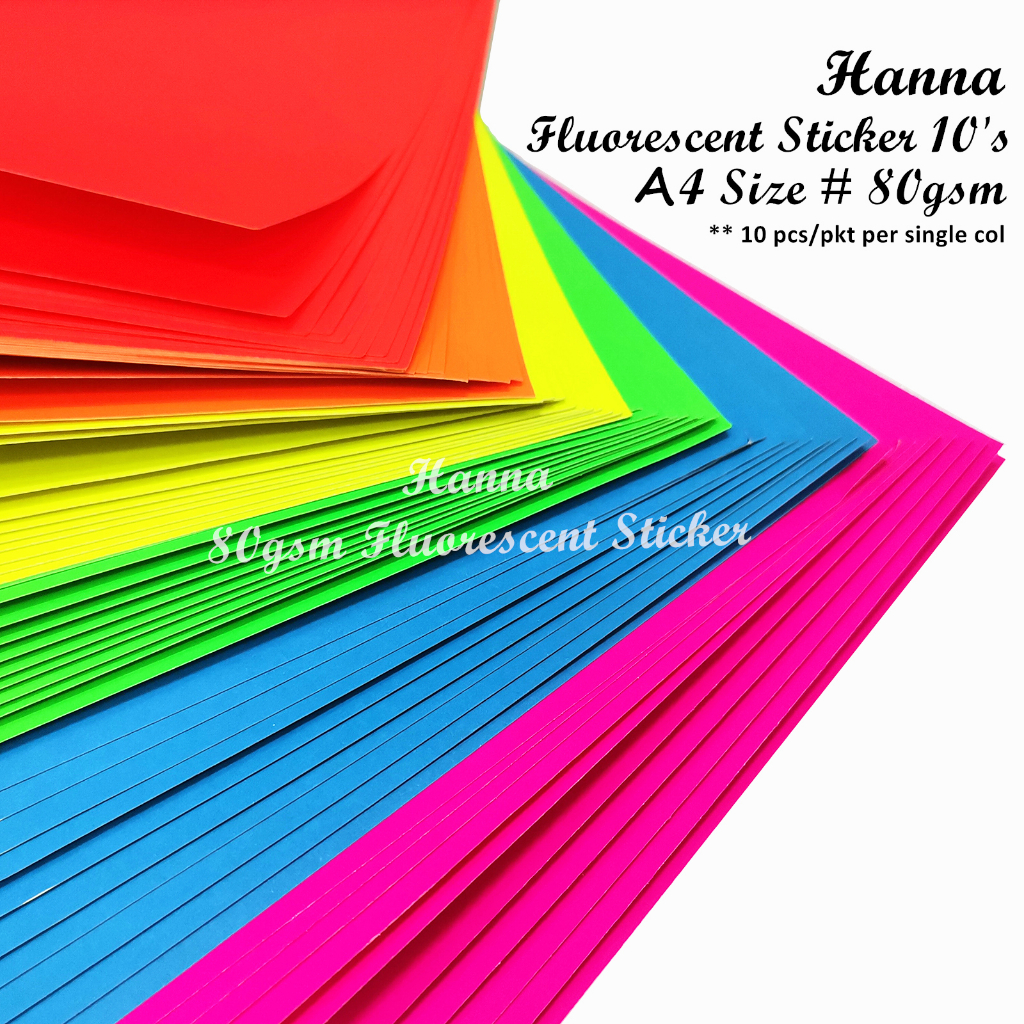 5's & 10's 80gsm A4 Fluorescent Sticker Paper Self Adhesive Sticker ...