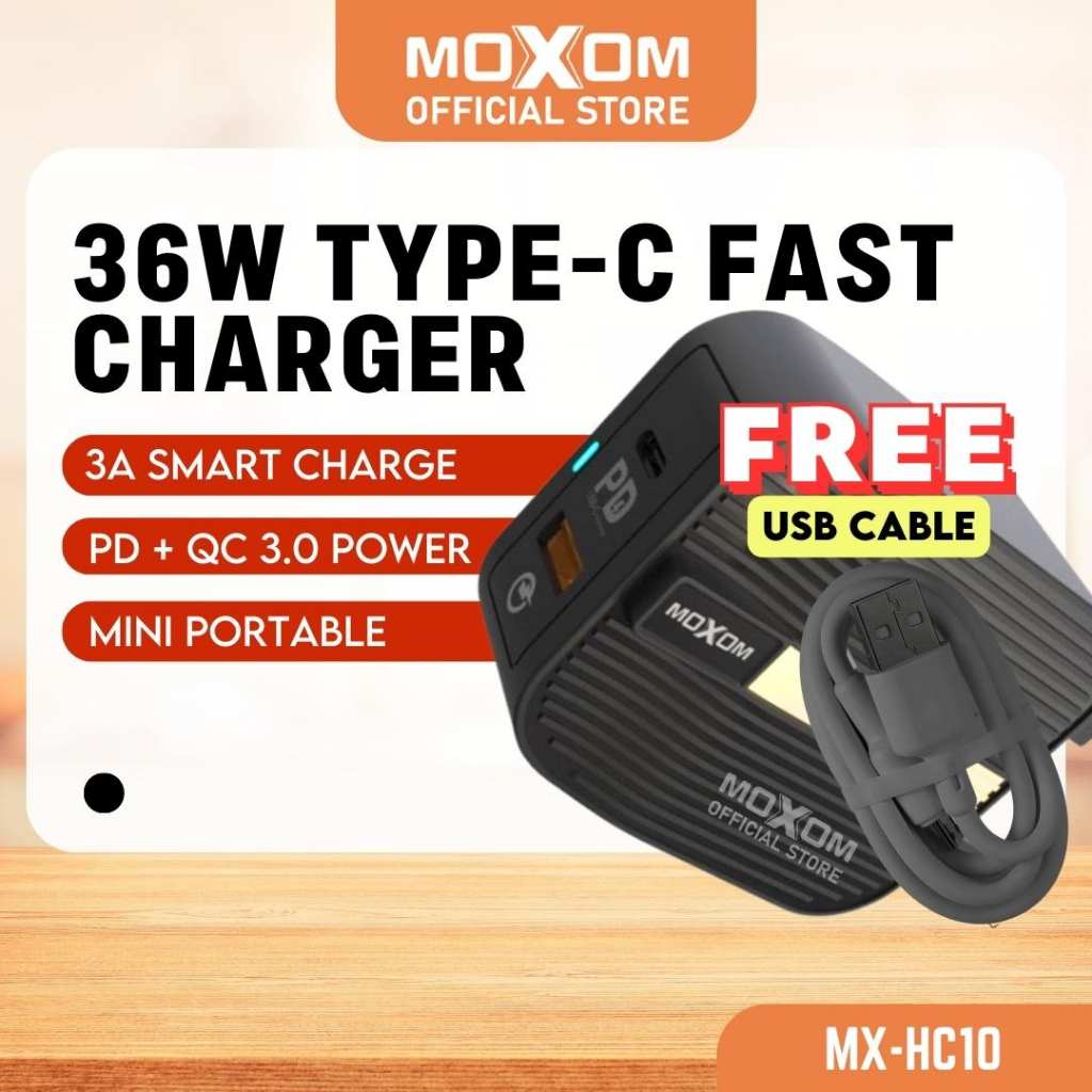MOXOM Original Quick Charge 36W USB Type C Charger PD Power UK Adapter ...