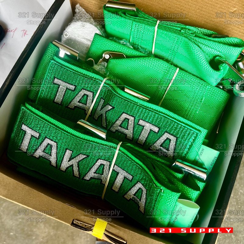 🔥UNIVERSAL ALL CAR TAKATA SEAT BELT GREEN 3’inch 4 POINT 1set RACING ...