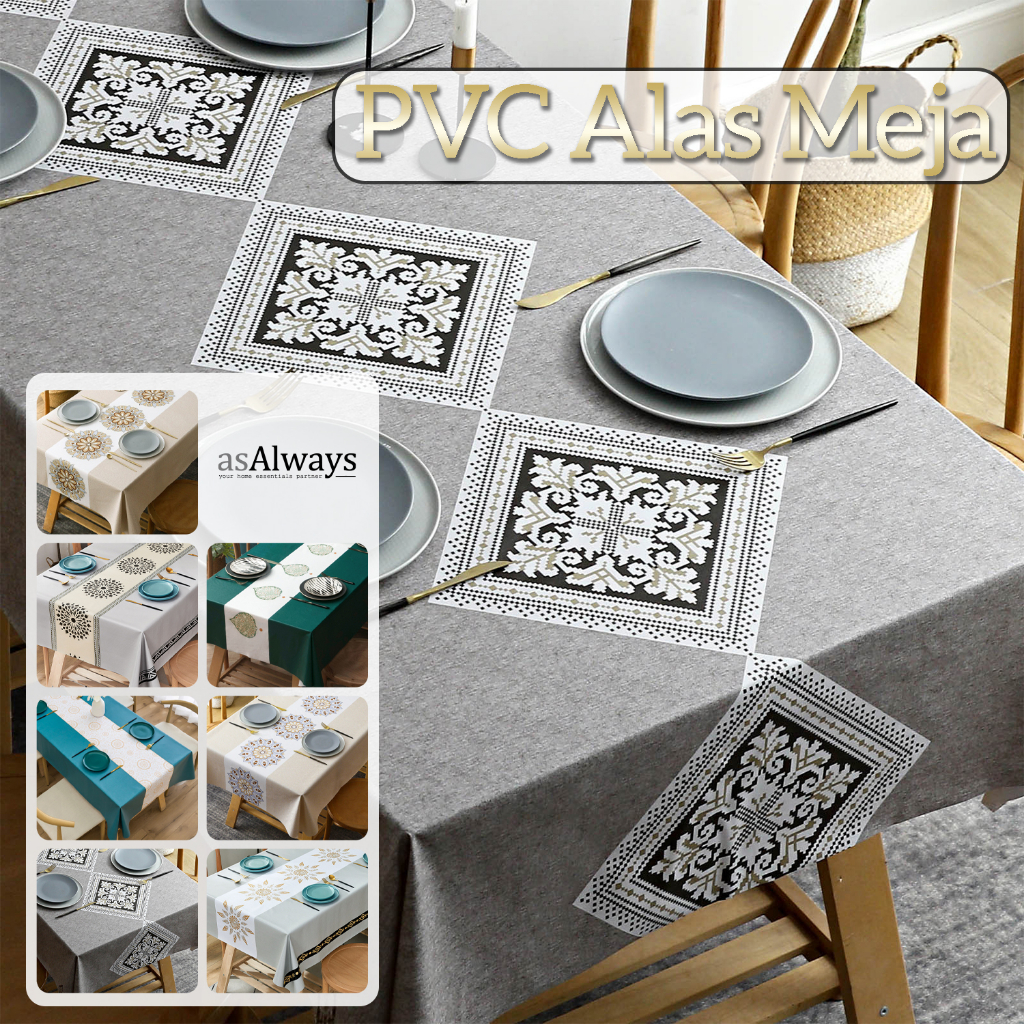 Alas Meja Kerusi 6 Waterproof PVC Tablecloth, Rectangle Oil Spill Proof ...