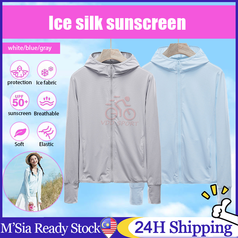 Sun Protection Clothing 防晒外套 zip hoodie upf50+ long sleeve Ice Silk sun ...