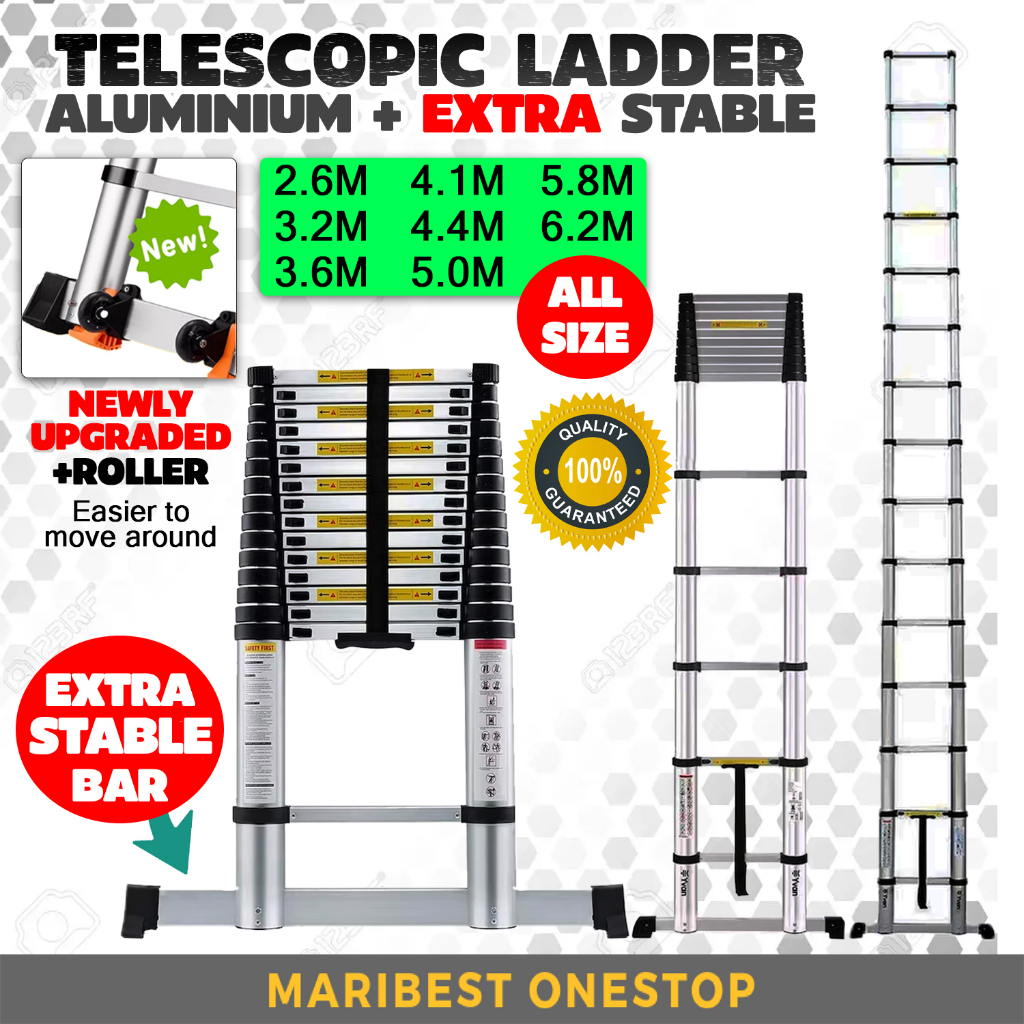 Aluminium Telescopic Ladder Heavy Duty Foldable Ladder Aluminium Tangga Lipat Single Folding ...