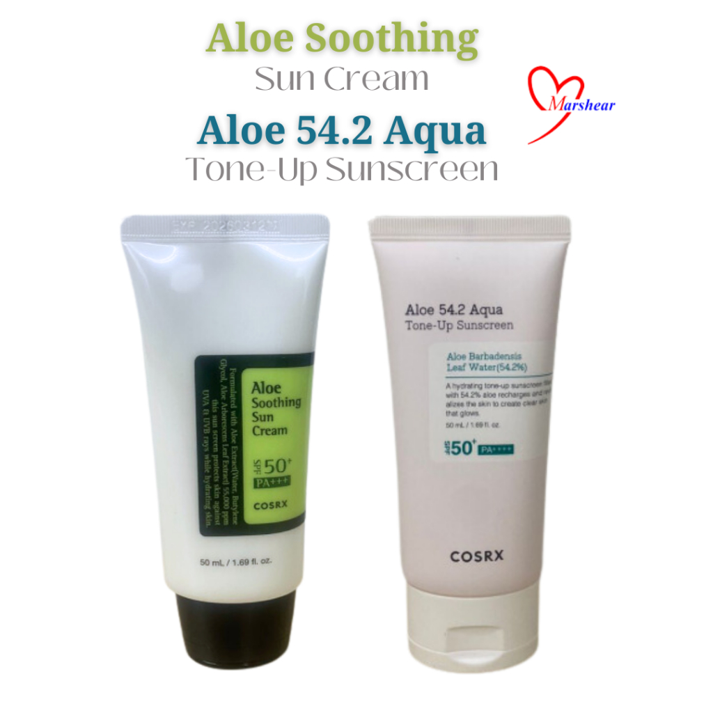 Cosrx Aloe Soothing Sun Cream / Aloe 54.2 Aqua Tone Up Sunscreen SPF50 ...
