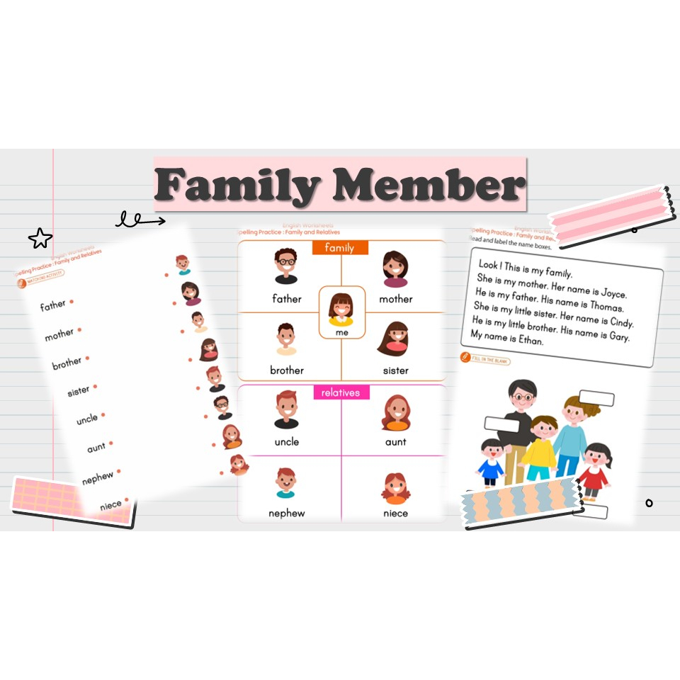[PRE115] 13 pages My Family Member Worksheet for Pre-school PDF version ...