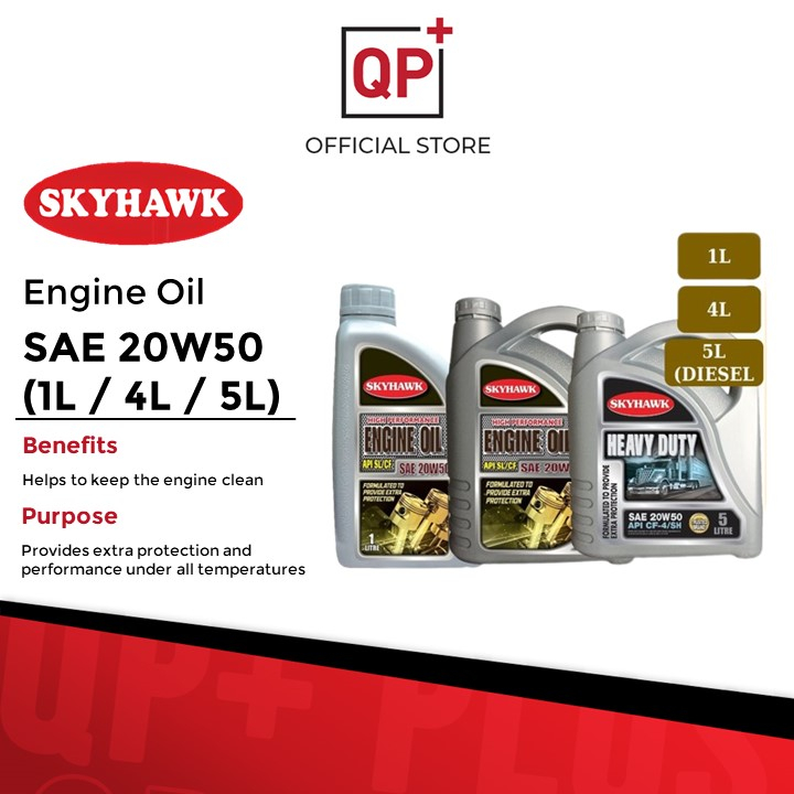 SKYHAWK SAE 20W50 HIGH PERFORMANCE ENGINE OIL API SL/CF (PETROL 1L/4L DIESEL 5L) | Shopee Malaysia