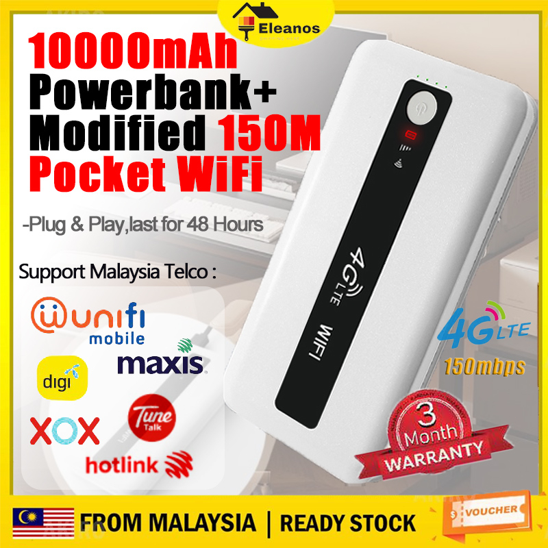 READY🔥4G LTE Pocket Wifi 10000mAh Powerbank Wifi Router Simcard High ...