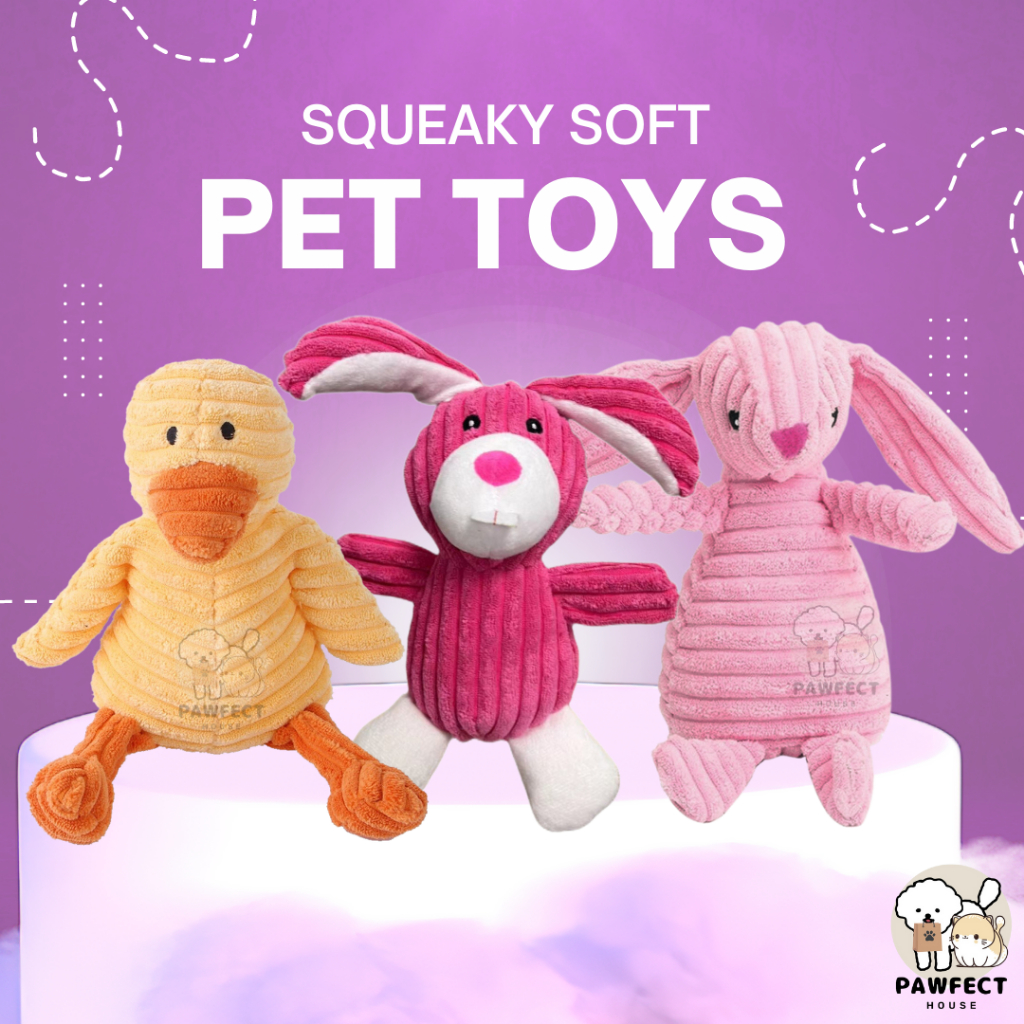 READY STOCK PET SQUEAKY SOUND PLUSH TOY SOFT CHEWING TOYS DOG PUPPY ...