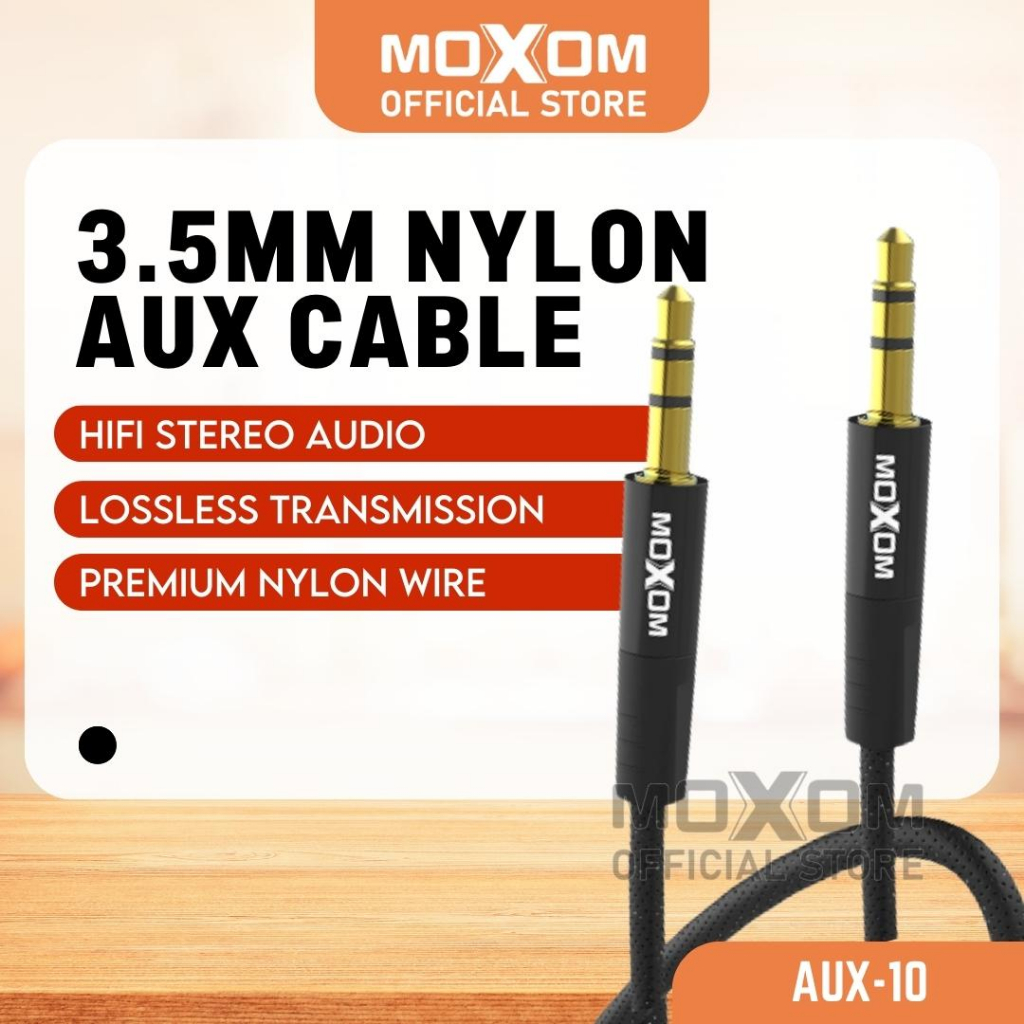 MOXOM Original 3.5mm Nylon Braided AUX To AUX Cable HiFi Stereo Audio ...