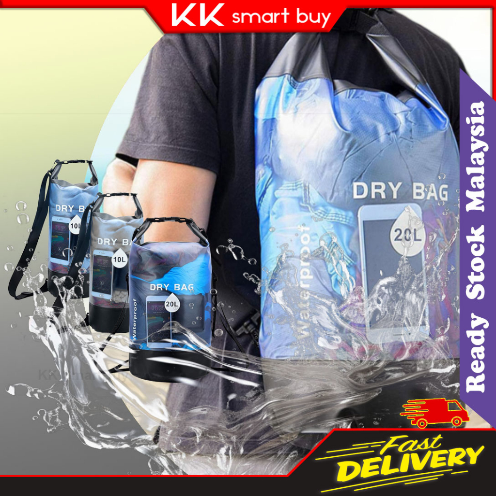 Waterproof Dry Bag Beg Backpack 10L 20L Beach Sack Bags Outdoor Water ...