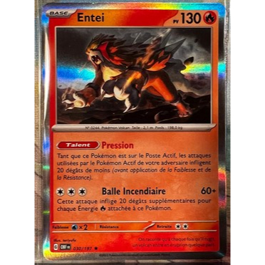 Pokemon card game Entei Holo Rare 030/197 Obsidian Flames Pokemon ...