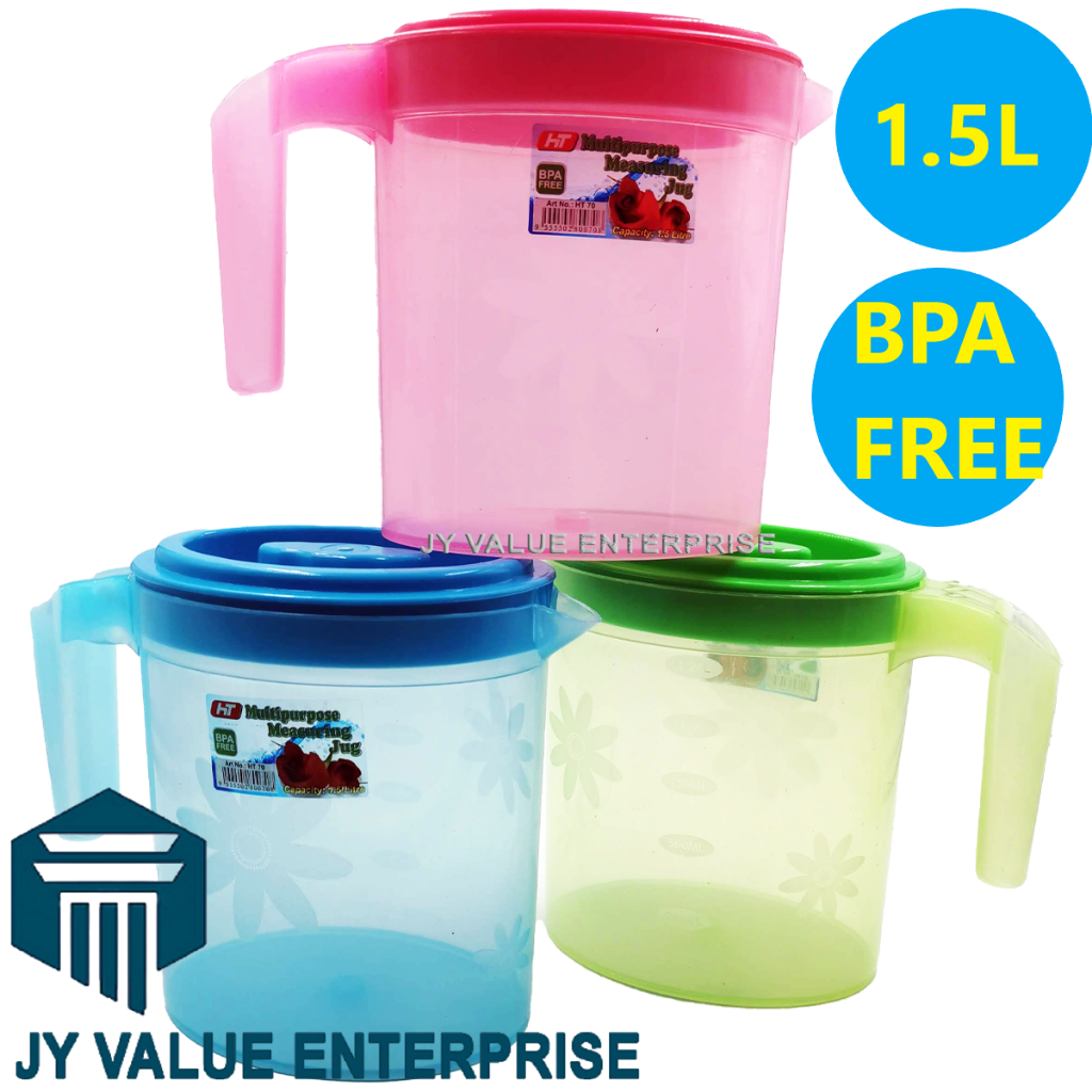 Plastic Water Jug with lid / Water Pitcher / Water Container 1.5L 1500ml Jug air plastik bekas ...