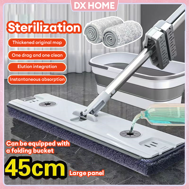 New 45CM Flat Mop Squeeze Mop Floor Mop Collapsible Mop Bucket with ...