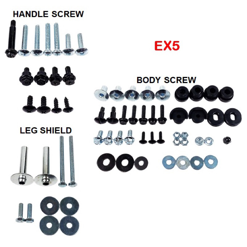 BODY COVER LEG SHIELD HANDLE BUSH SCREW FULL COMPLETE SET EX5 DREAM ...