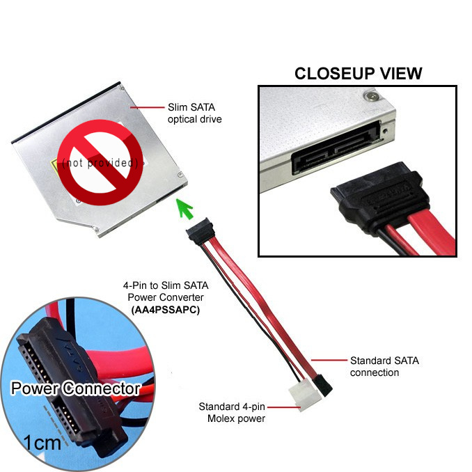 7+6 Pin slimline sata cable for slim laptop SATA DVD+/-RW Drive power ...