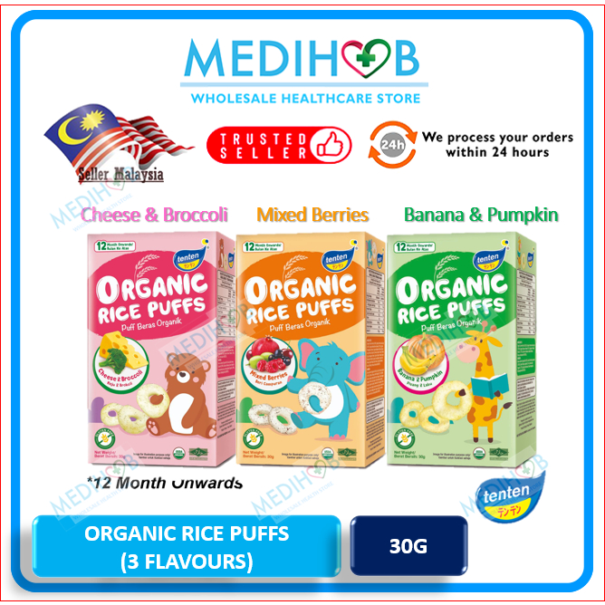 TENTEN ORGANIC RICE PUFFS 30G FOR 12M+ EXP2025 | Shopee Malaysia