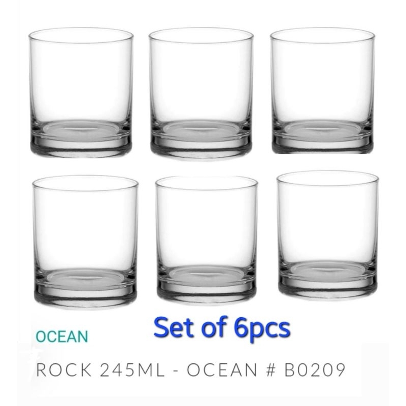6pcs Ocean Rock Glass 245ml Tumbler 8oz Clear Cup Liquor Dinking Cawan Kaca Minum Cocktail Soft ...