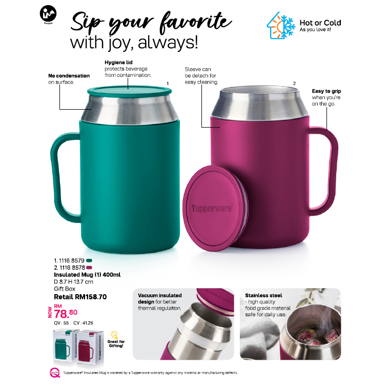 Tupperware Insulated Mug (1) 400ml | Shopee Malaysia