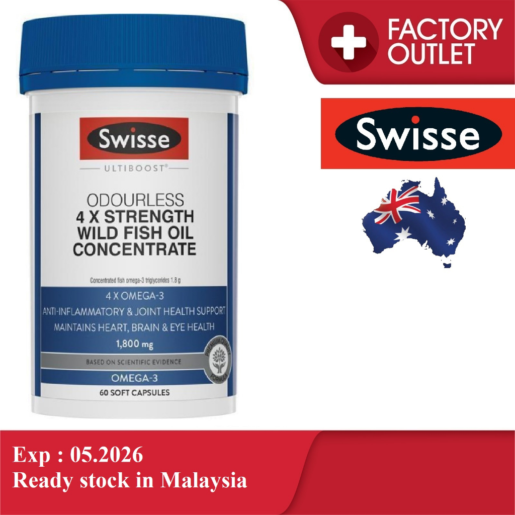 Swisse Ultiboost 4 X Strength Omega-3 Odourless Wild Fish Oil 1800mg ...
