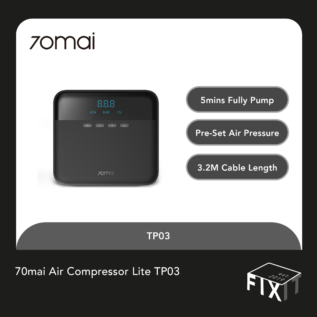 70MAI PORTABLE SMALL COMPACT AIR COMPRESSOR LITE TP03 WITH LED SCREEN ...