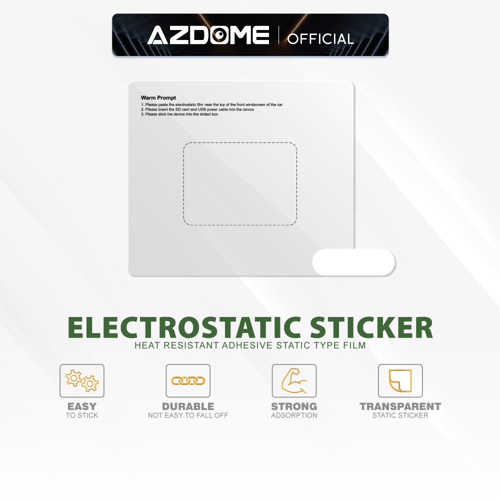AZDOME Dashcam Electrostatic Sticker Electrostatic Film Heat Resistant ...