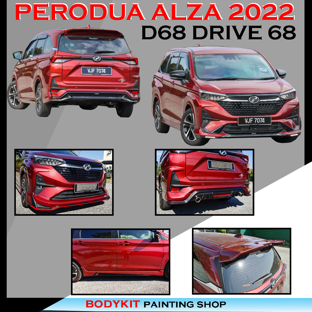 PERODUA ALZA 2022 D68 DRIVE 68 STYLE WITH PAINT(FRONT SKIRT ,SIDE SKIRT ...
