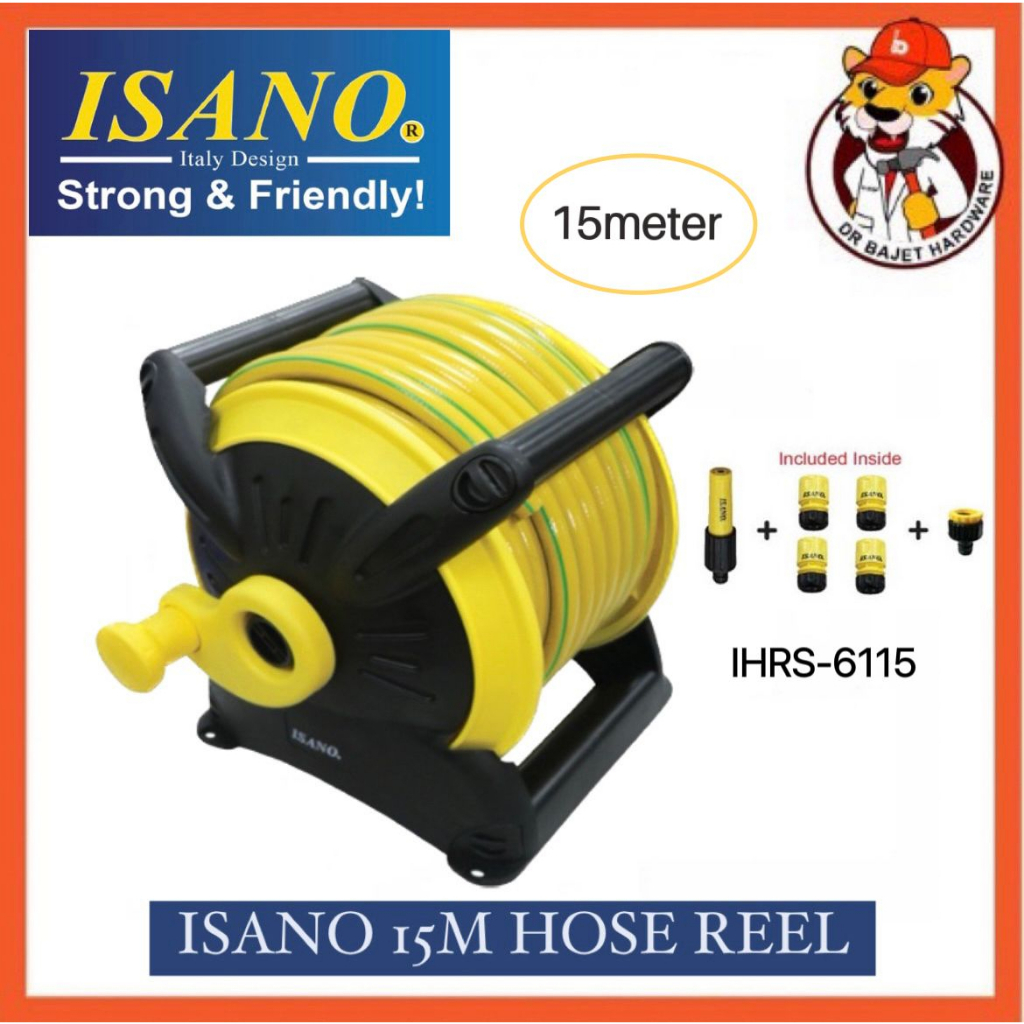 ISANO Water Hose Reel Roller 15m Wall Mounting Bracket Premium ...