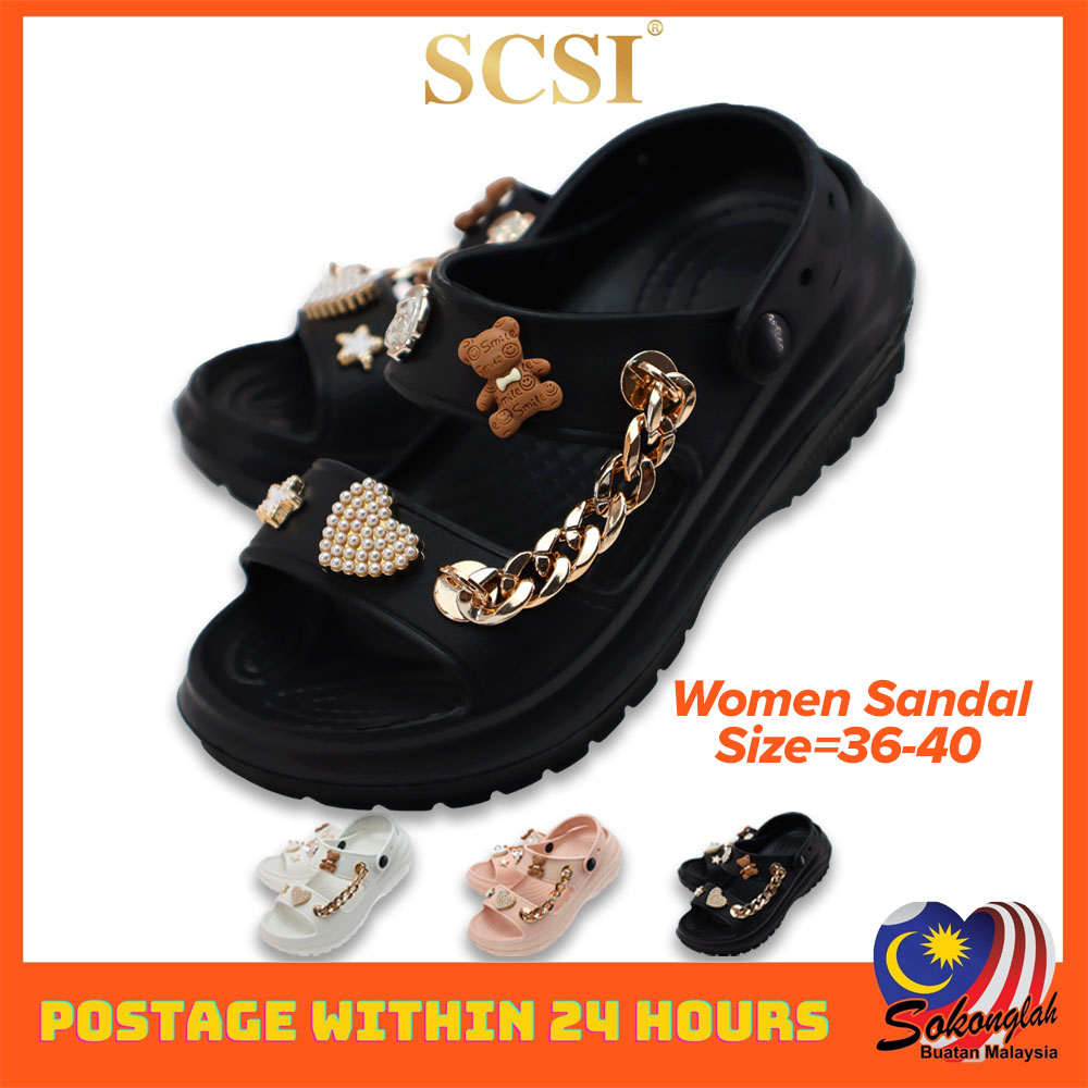 SCSI Sandal / Women Sandal / Button Sandal / Sandal Perempuan / Sandal ...