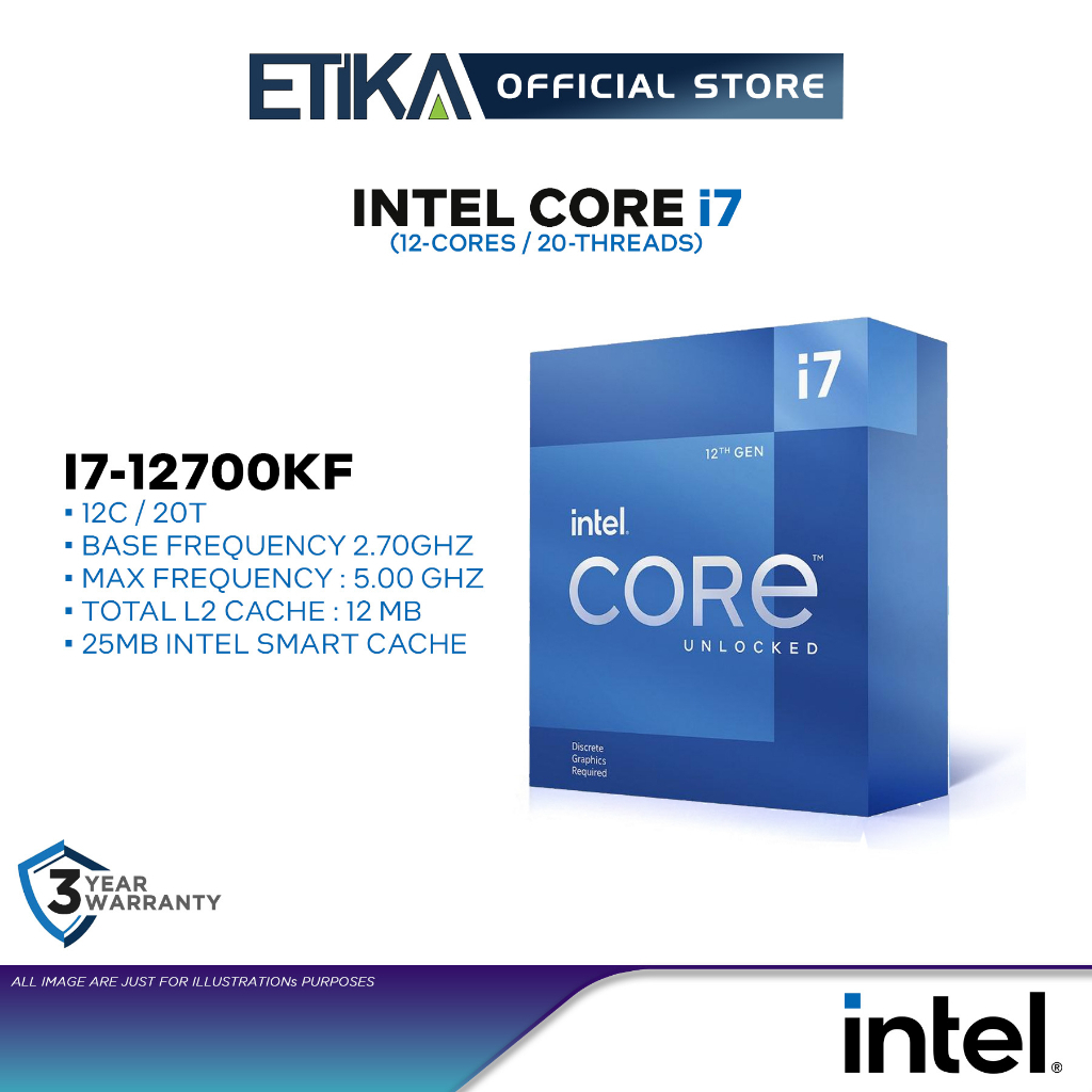 Intel Core i7-12700KF | i7-12700F | i7-12700 | 12-Cores LGA1700 Socket 12th Gen CPU Processor ...