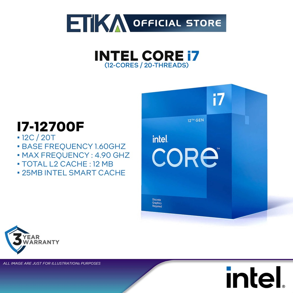Intel Core i7-12700KF | i7-12700F | i7-12700 | 12-Cores LGA1700 Socket 12th Gen CPU Processor ...