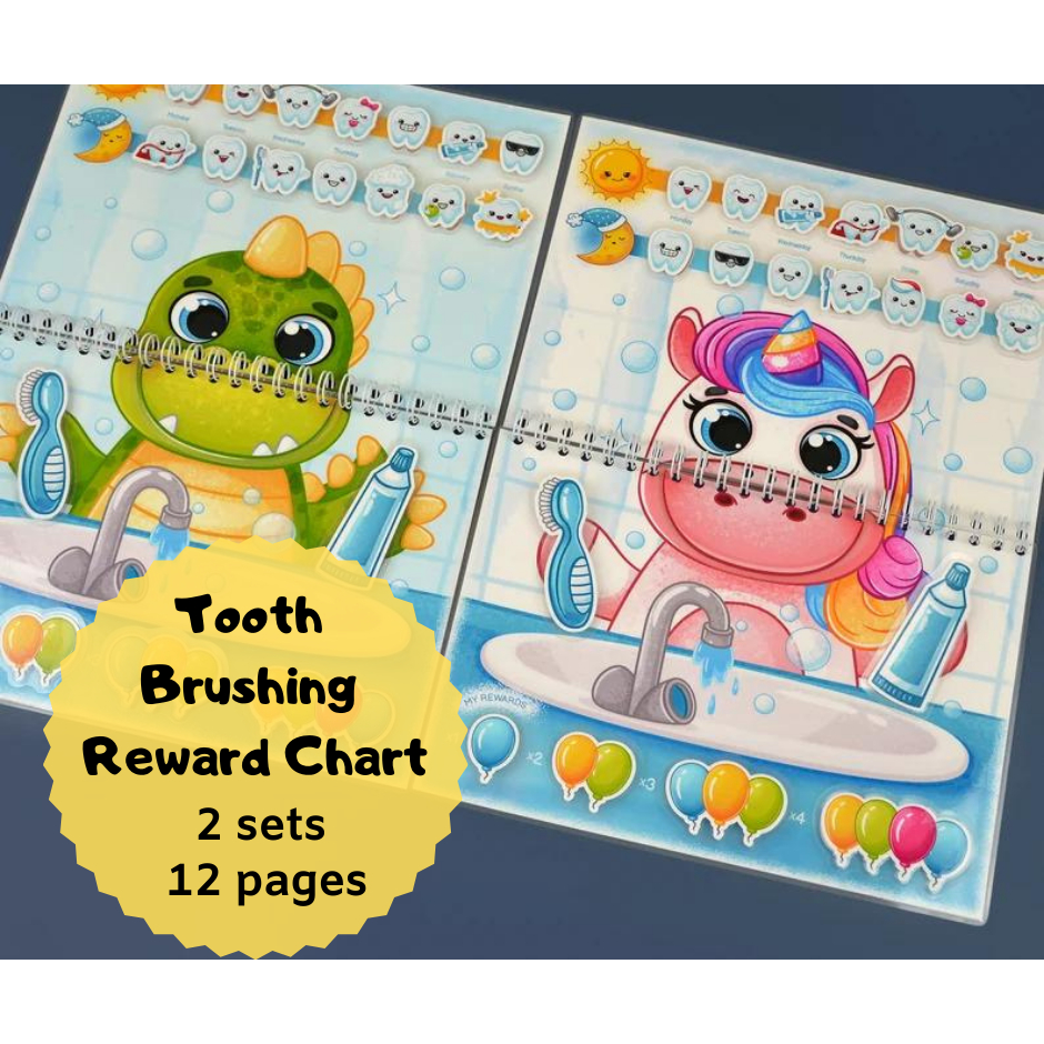 A109 – [PDF] Tooth Brushing Reward Chart (Unicorn + Dinosour) 2 sets 12 ...