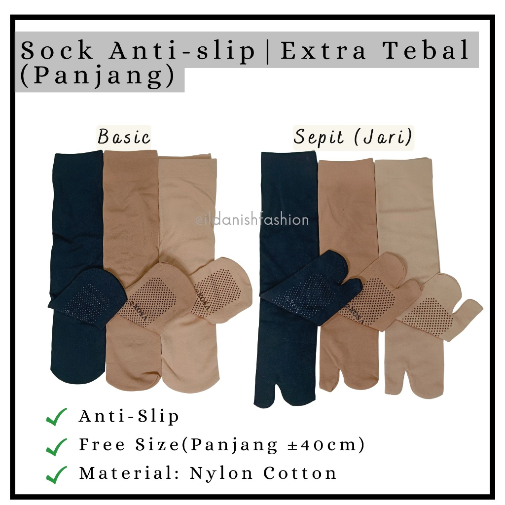 PANJANG | EXTRA TEBAL !! Stokin Cotton Anti-slip/Tapak getah |Stokin ...