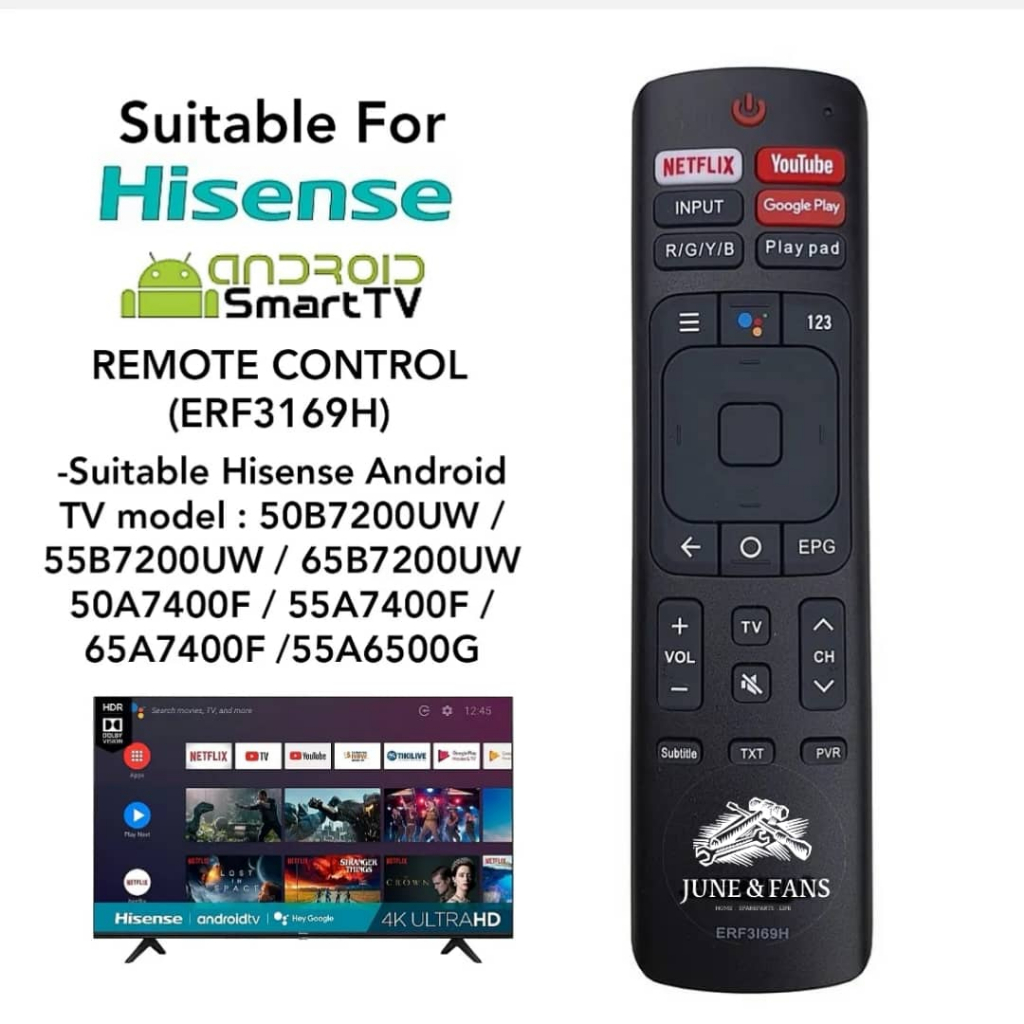 HISENSE ANDROID SMART TV REMOTE CONTROL ( ERF3169H ) | Shopee Malaysia