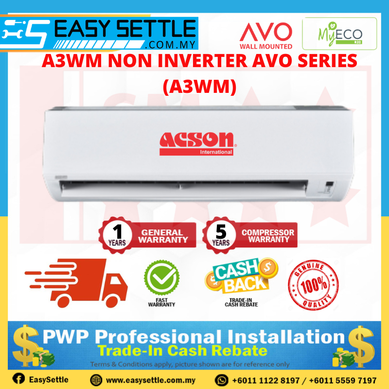 🚚 FAST DELIVERY 🚚 ACSON OR TCL 1HP/1.5HP/2HP/2.5HP/3HP Non-Inverter/inverter R32 aircond(A3WM10N ...