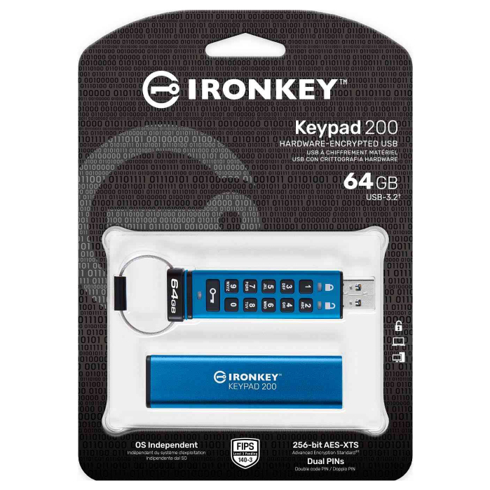 Kingston IronKey Keypad 200 Hardware-encrypted USB-A / C Flash Drive ...