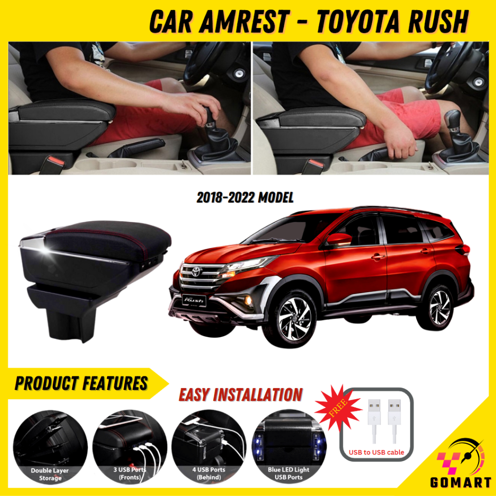 TOYOTA RUSH Car Arm rest Armrest USB Phone Charger Console Box Kotak ...
