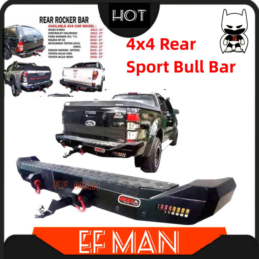 BULL 4X4 REAR ROCKER BULL BAR SPORT BAR IRON BESI BUMPER HILUX VIGO ...