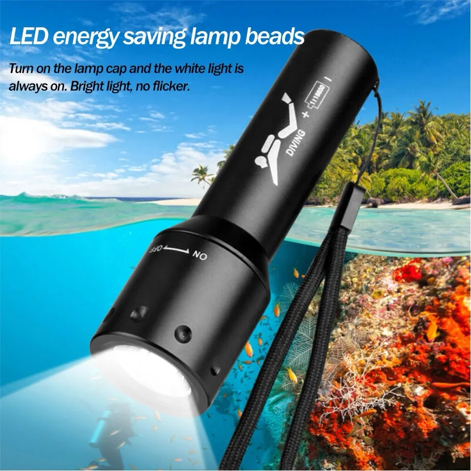 Profession T6 Scuba Diving Flashlight Powerful LED Torch Light T6 ...