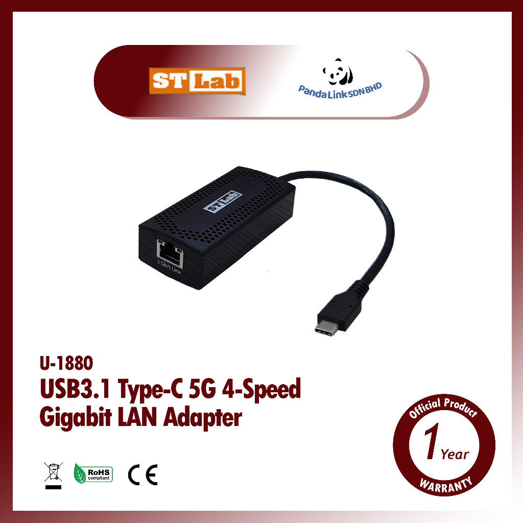 ST-LAB U-1880 USB3.1 Type-C 5G 4-Speed Gigabit LAN Adapter | Shopee ...