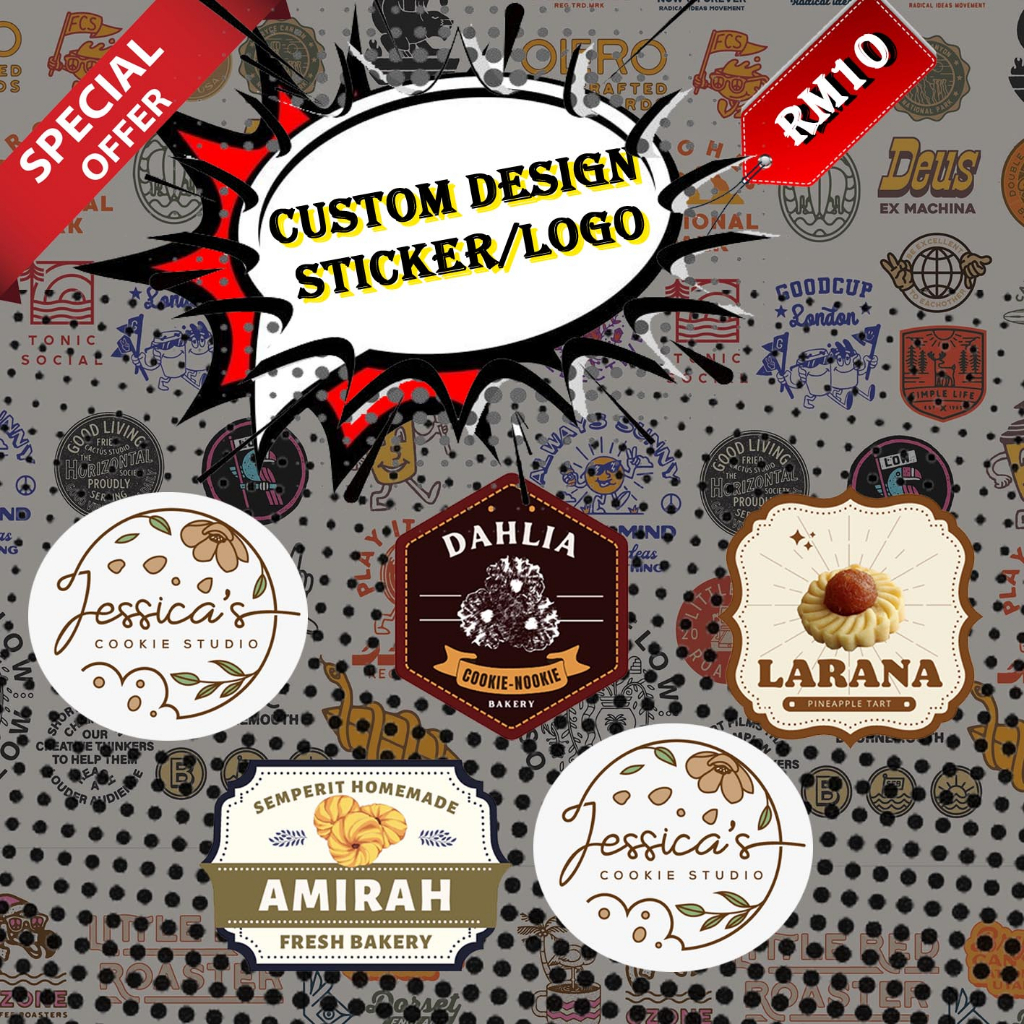 CUSTOM STICKER/ LABEL PRODUK/ LOGO / KUIH RAYA/ BISKUT RAYA/ CUSTOM ...