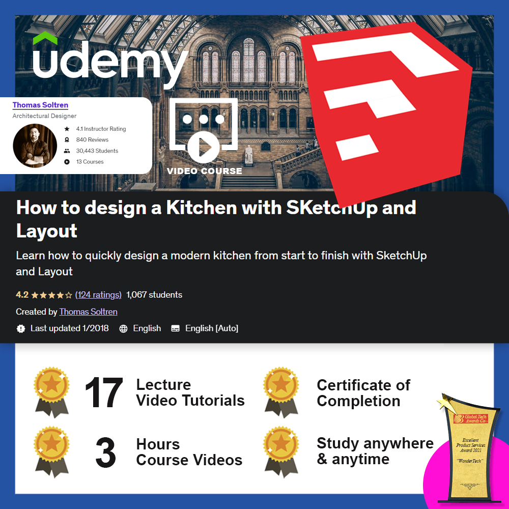 [Video Course]How to design a Kitchen with SKetchUp and Layout ( 17 Lectures, 3 hours+ Video ...