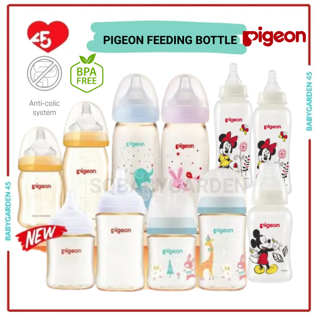 Pigeon Wide Neck / Standard Flexible Neck PPSU Feeding Bottle With Peristalic Plus Nipple PIGEON ...