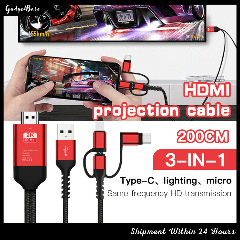 Micro USB Type C to HDMI High Speed Plug Cable 1080P HDMI Adapter 2m ...
